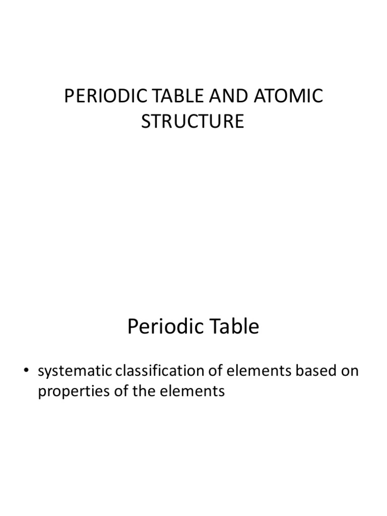 Periodic Table and Atomic Structure | PDF | Ion | Periodic Table