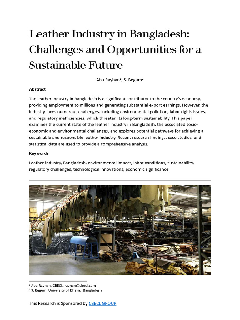 Leather Industry in Bangladesh: Challenges and Opportunities For A ...