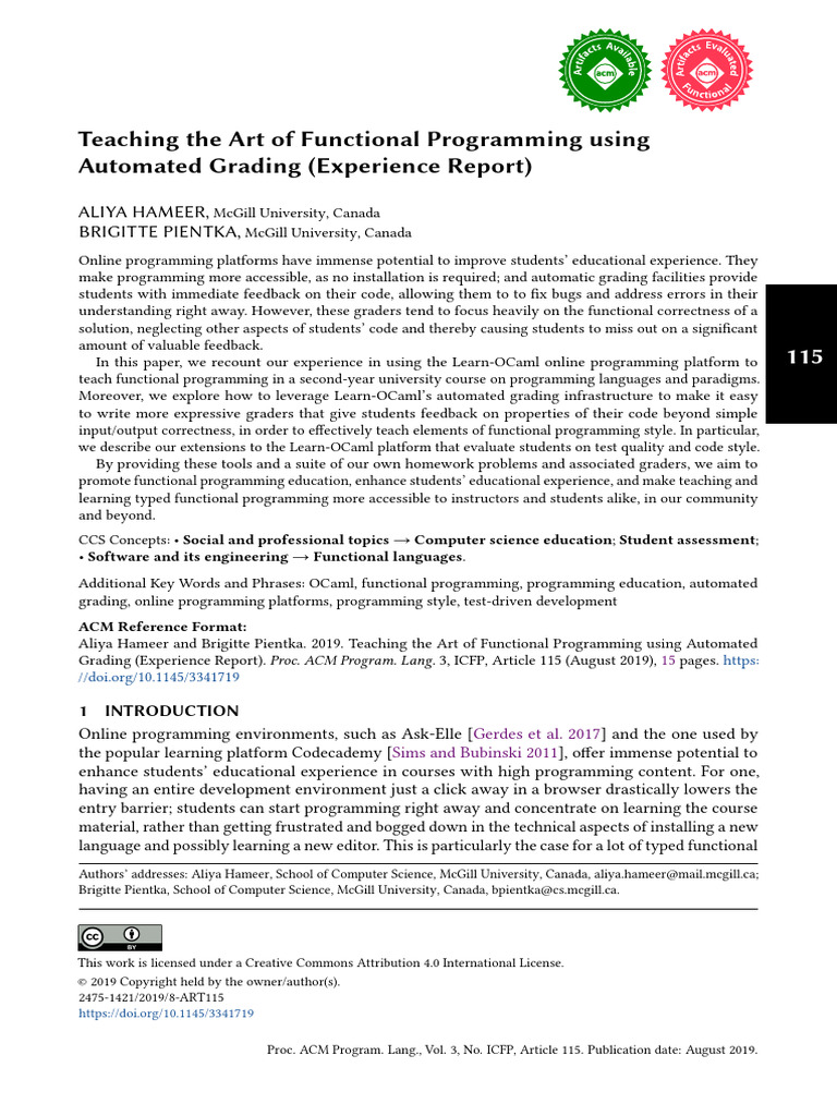 Teaching The Art of Functional Programming Using A | PDF | Computer Programming | Functional ...