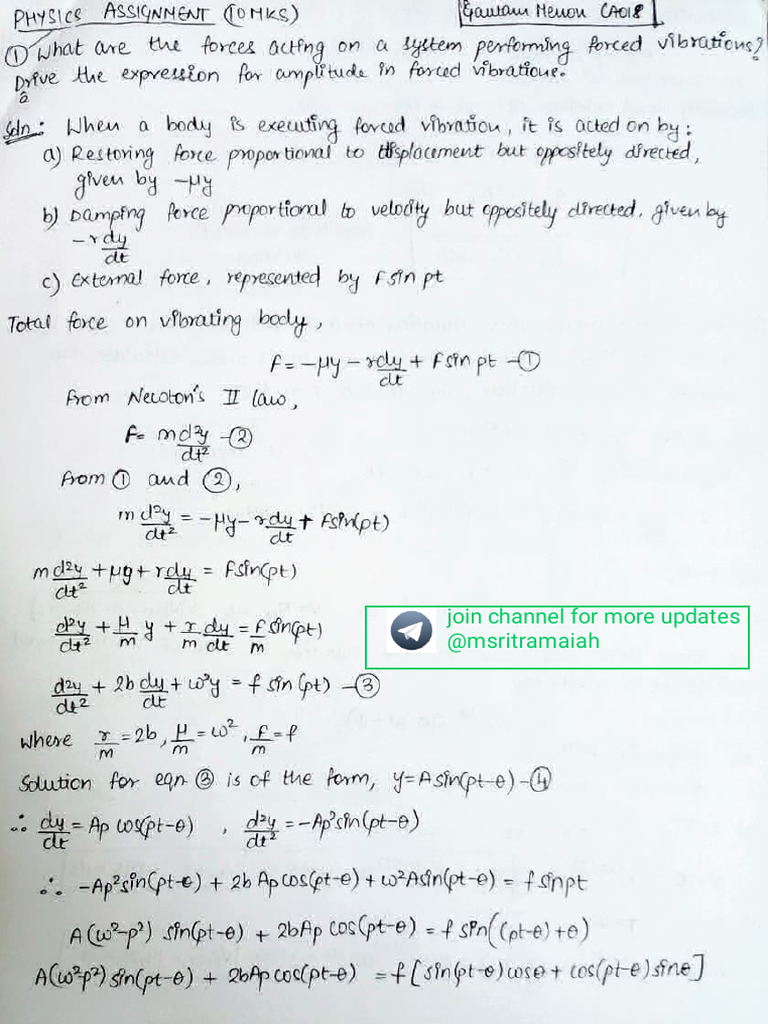 Physics Assign1 Solution | PDF | Physical Sciences | Materials Science Physics Assign1 Solution | PDF | Physical Sciences | Materials Science