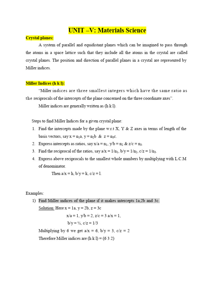 Understanding Miller Indices in Crystallography | PDF | Atomic Force ...
