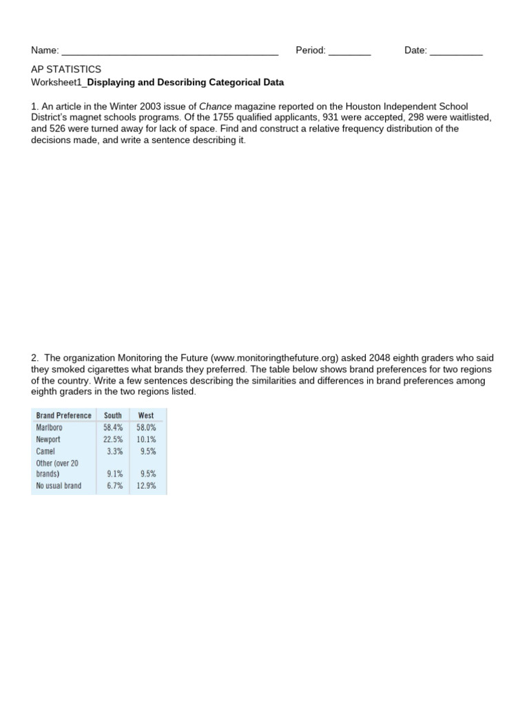 Analyzing Categorical Data in AP Statistics | PDF