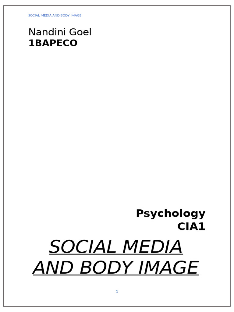 Social Media and Body Image PST Cia 1 | PDF | Body Image | Social Media