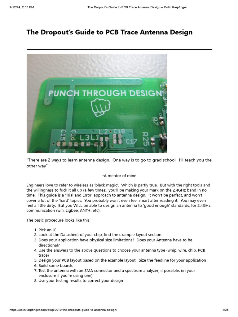 PCB Trace Antenna Design Guide | PDF | Antenna (Radio) | Electrical ...