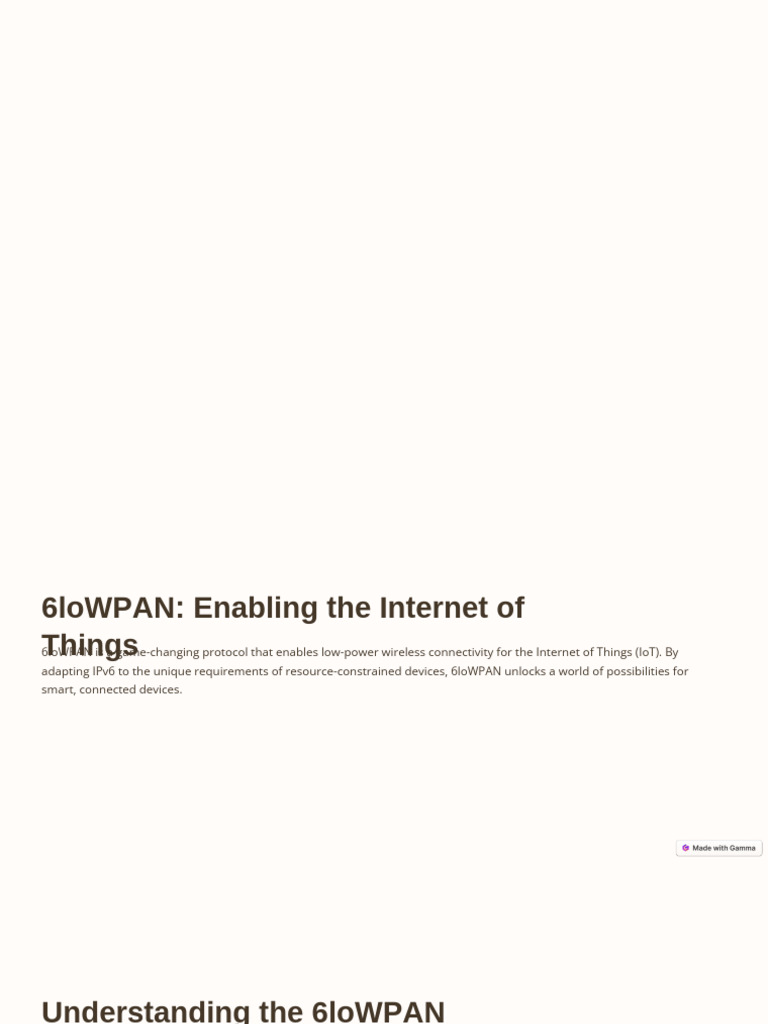 6loWPAN Enabling The Internet of Things | PDF | Home & Garden | Computers