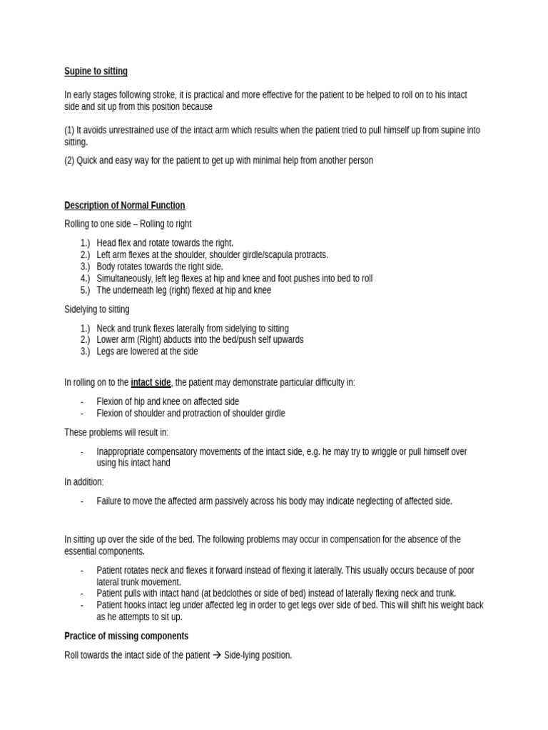 Supine To Sitting MRP-2 | PDF | Anatomical Terms Of Motion | Joints