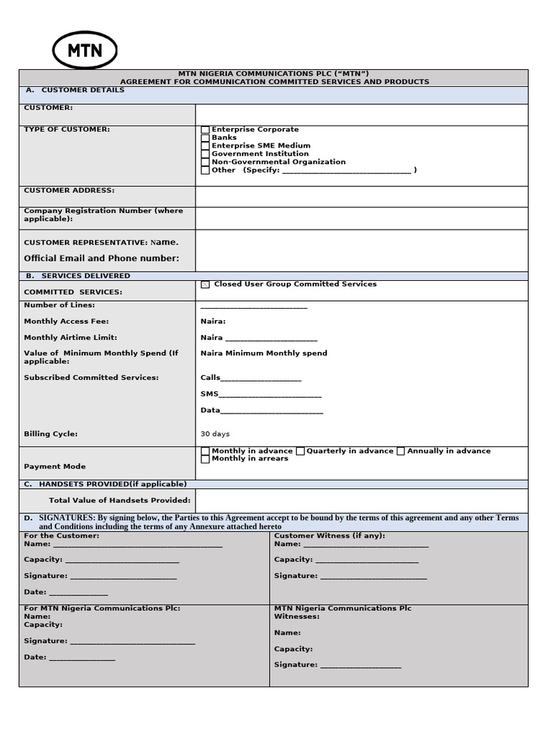 CUG and Handset Package Agreement Form | PDF | Breach Of Contract ...