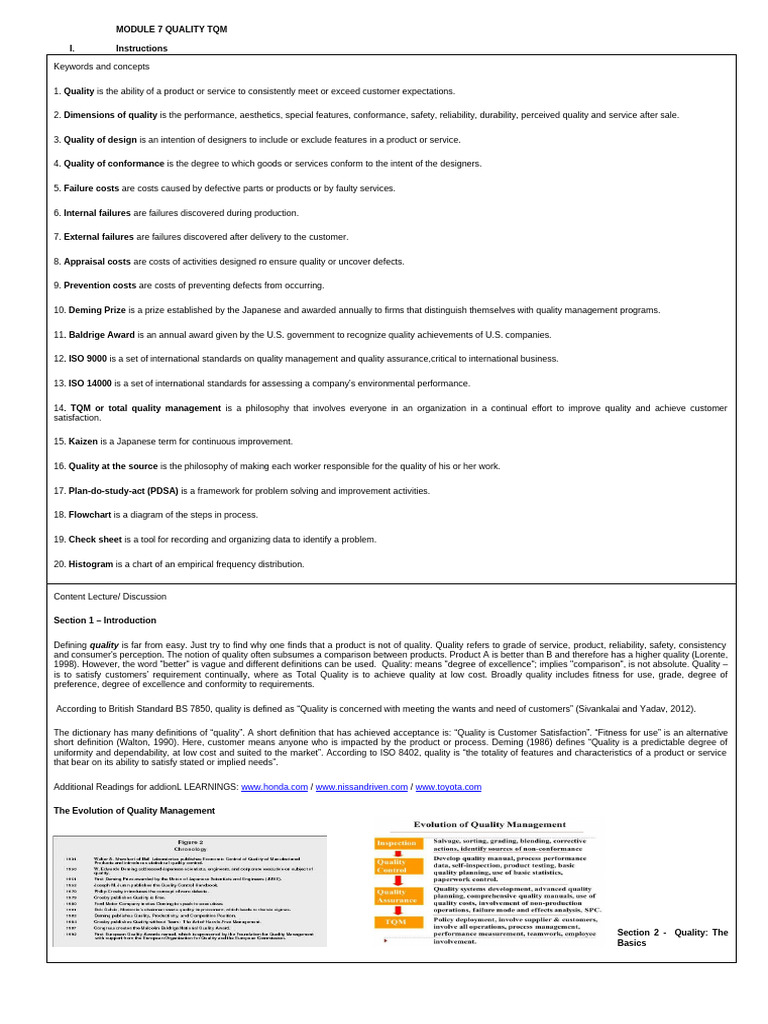 Learning-Module 7 - Quality TQM | PDF | Quality Management | Iso 9000