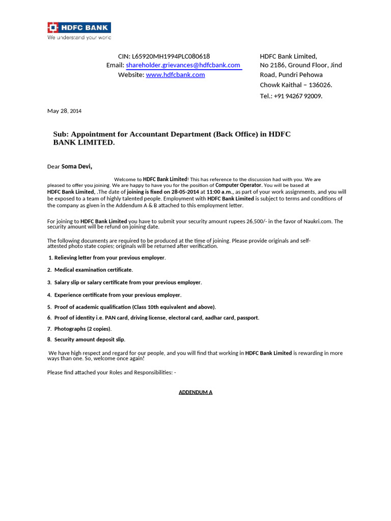 Progjyoti Joining Letter | PDF | Employment | Breach Of Contract