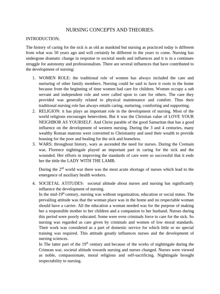Nursing Concepts and Theories | PDF | Theory | Nursing