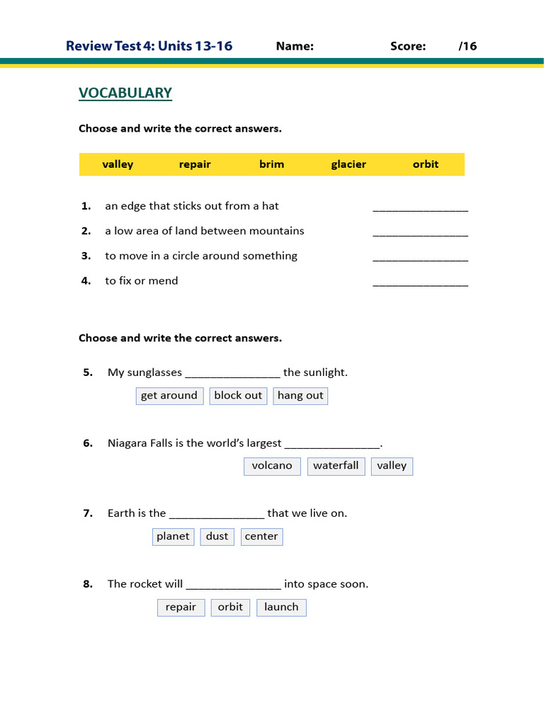 Bricks Reading 170 Nonfiction - L1 - Review Test 4 (Units 13-16) | PDF ...