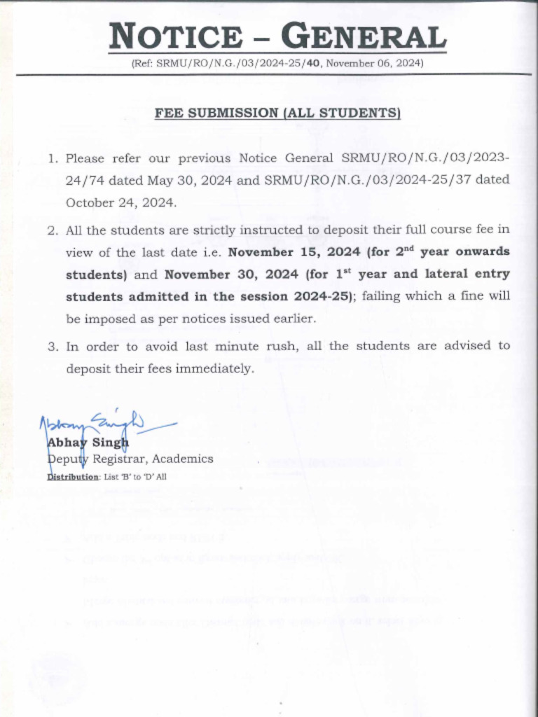 Fee Submission (All Student) | PDF