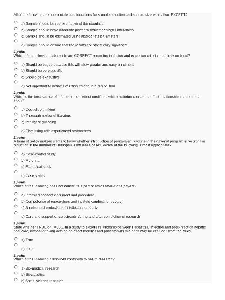 All of The Following Are Appropriate Considerations For Sample ...