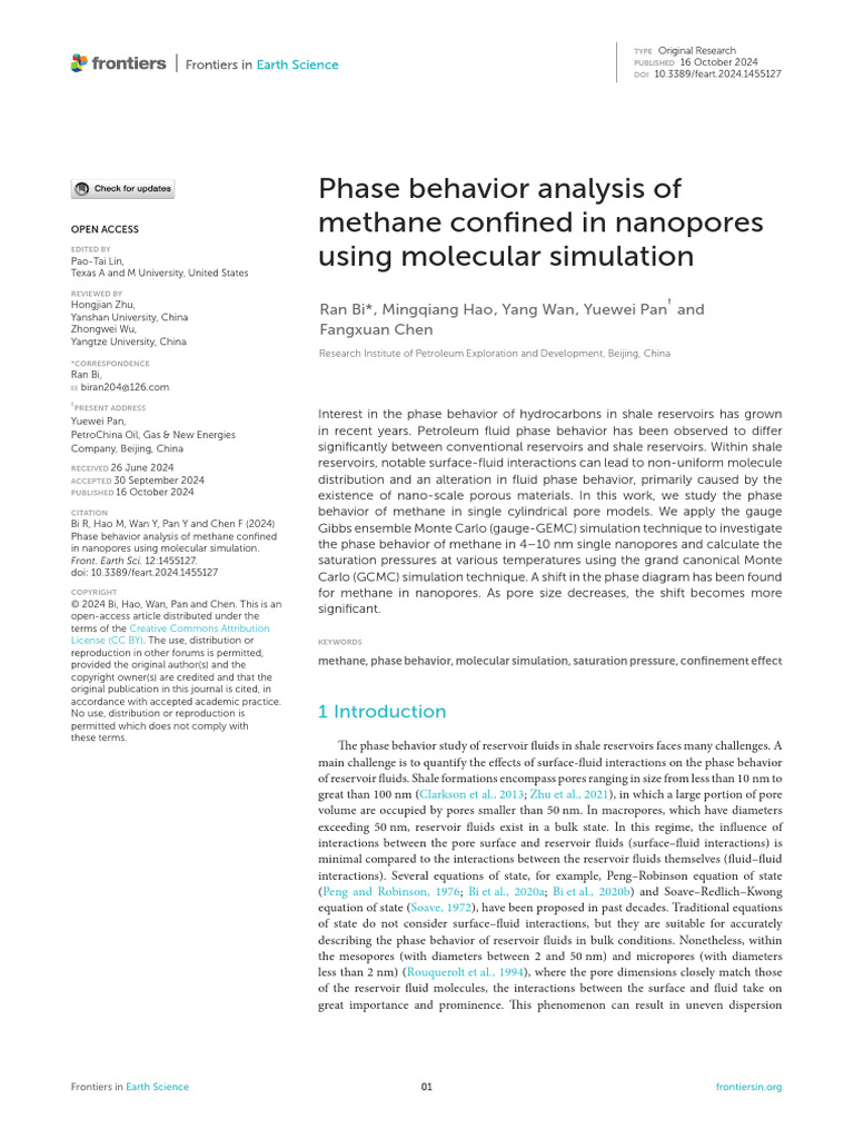 Phase Behavior Analysis of Methane Confined in Nan | PDF | Liquids ...
