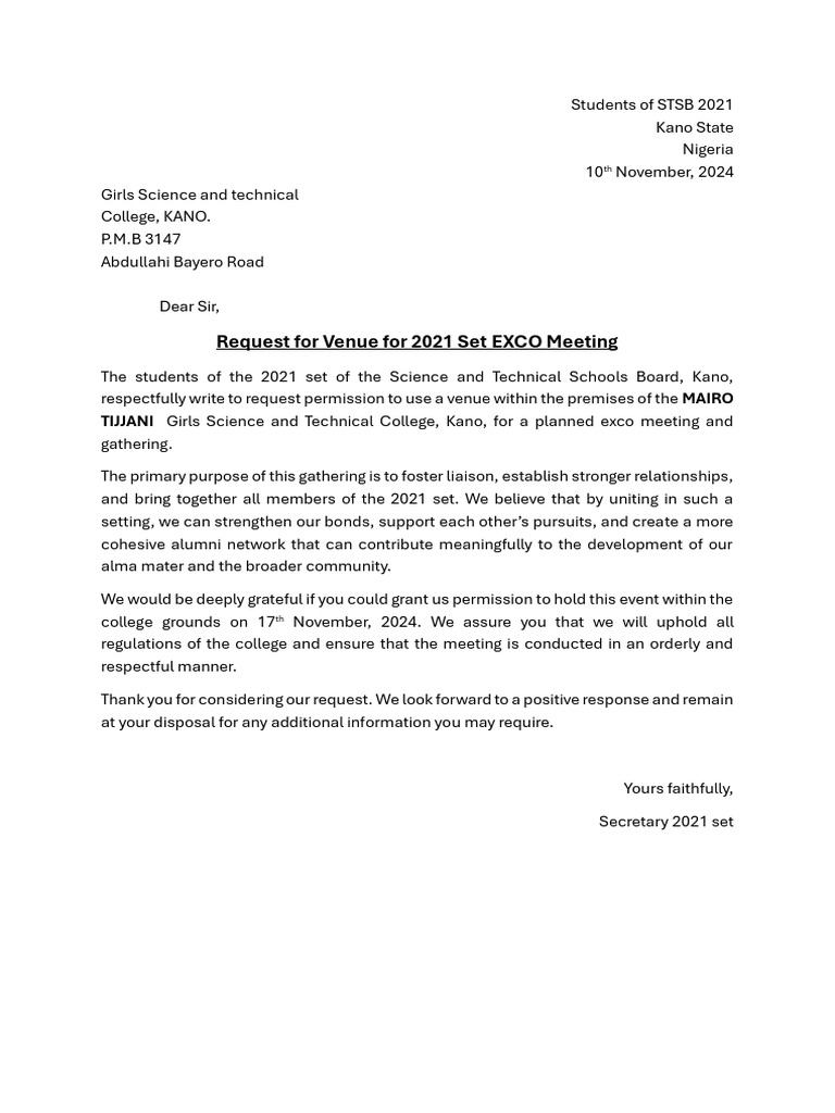 Venue Request Letter | PDF