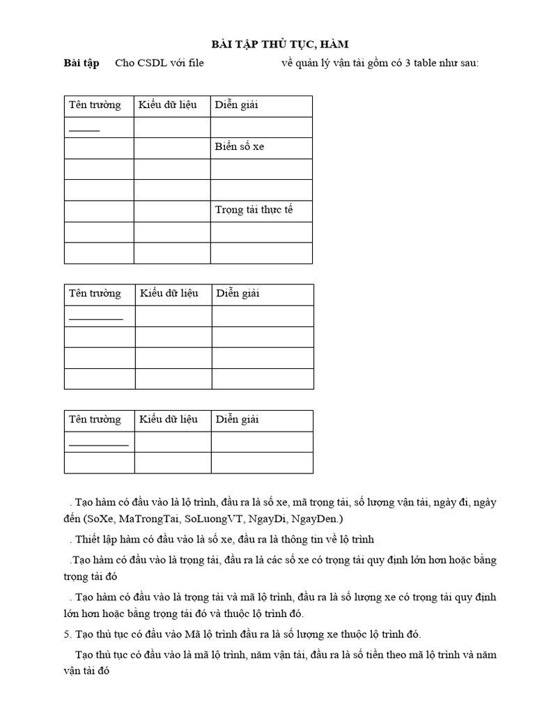 BaiTap ThuTuc Ham | PDF