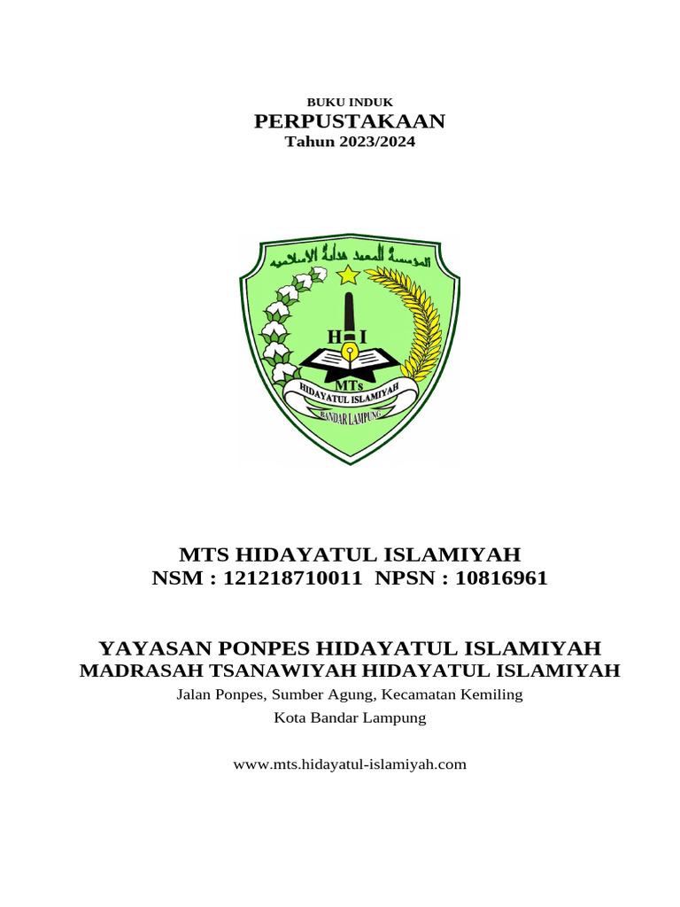 Buku Induk Perpustakaan Mts Hidayatul Pdf
