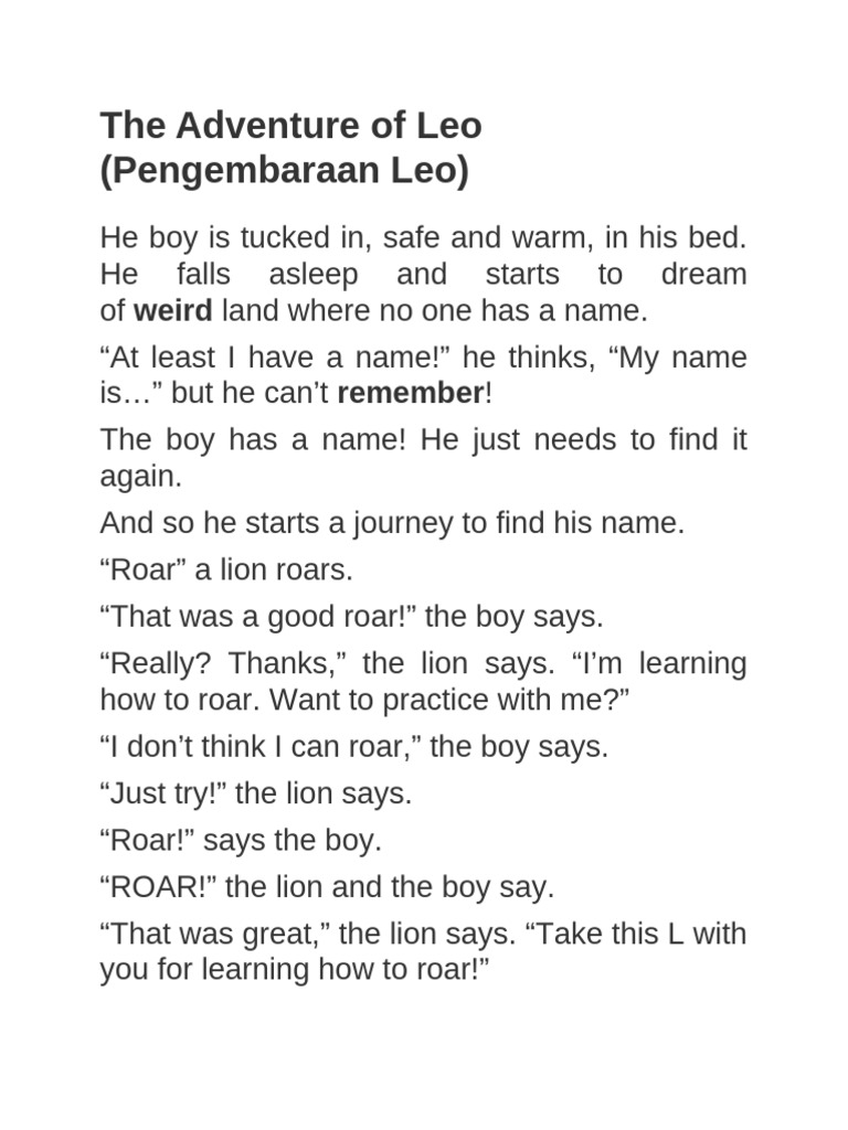 The Adventure of Leo | PDF | Foreign Language Studies | Poetry