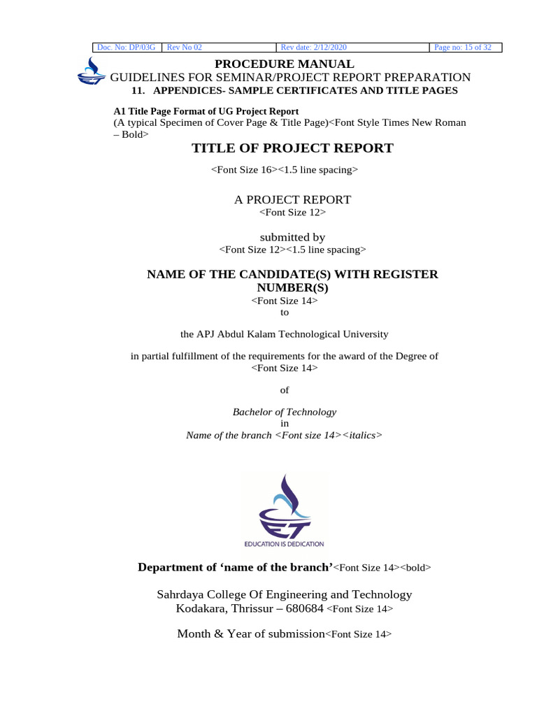 Title of Project Report | PDF | Engineering | Knowledge
