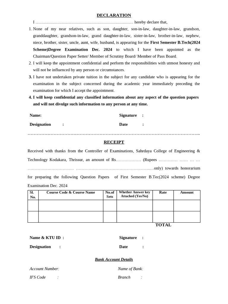 Declaration Form & Receipt | PDF