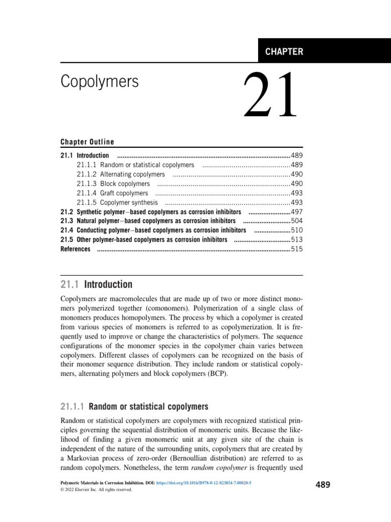 CHAPTER 21 Copolymers - 31tr | PDF | Copolymer | Polymers