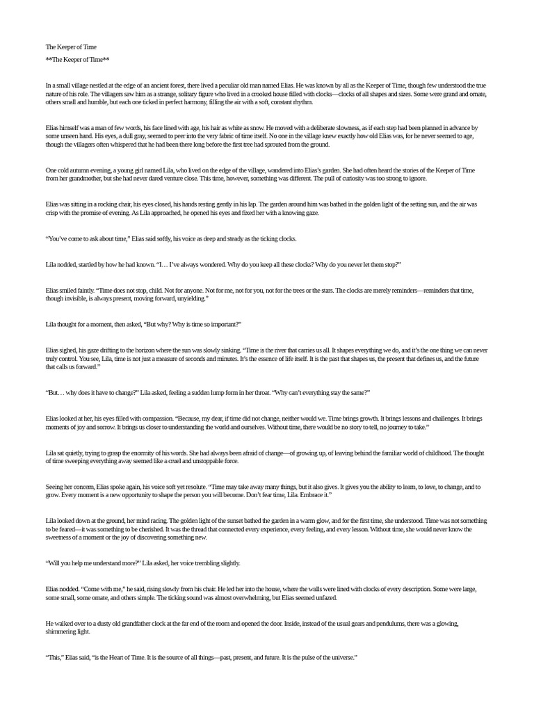 The Keeper of Time | PDF | Poetry