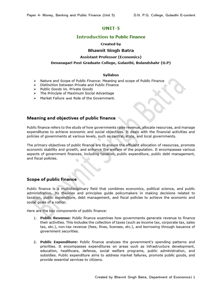 Unit 5 English | PDF | Public Finance | Externality