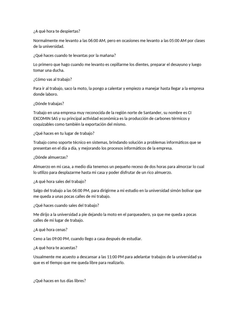 A Qué Hora Te Despiertas | PDF | Almuerzo | Comida