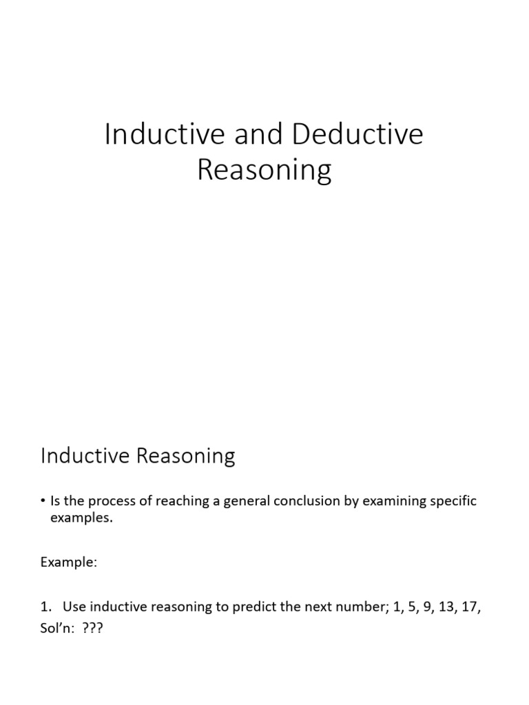 GE 401 Deductive and Inductive Reasoning | PDF | Inductive Reasoning | Reason