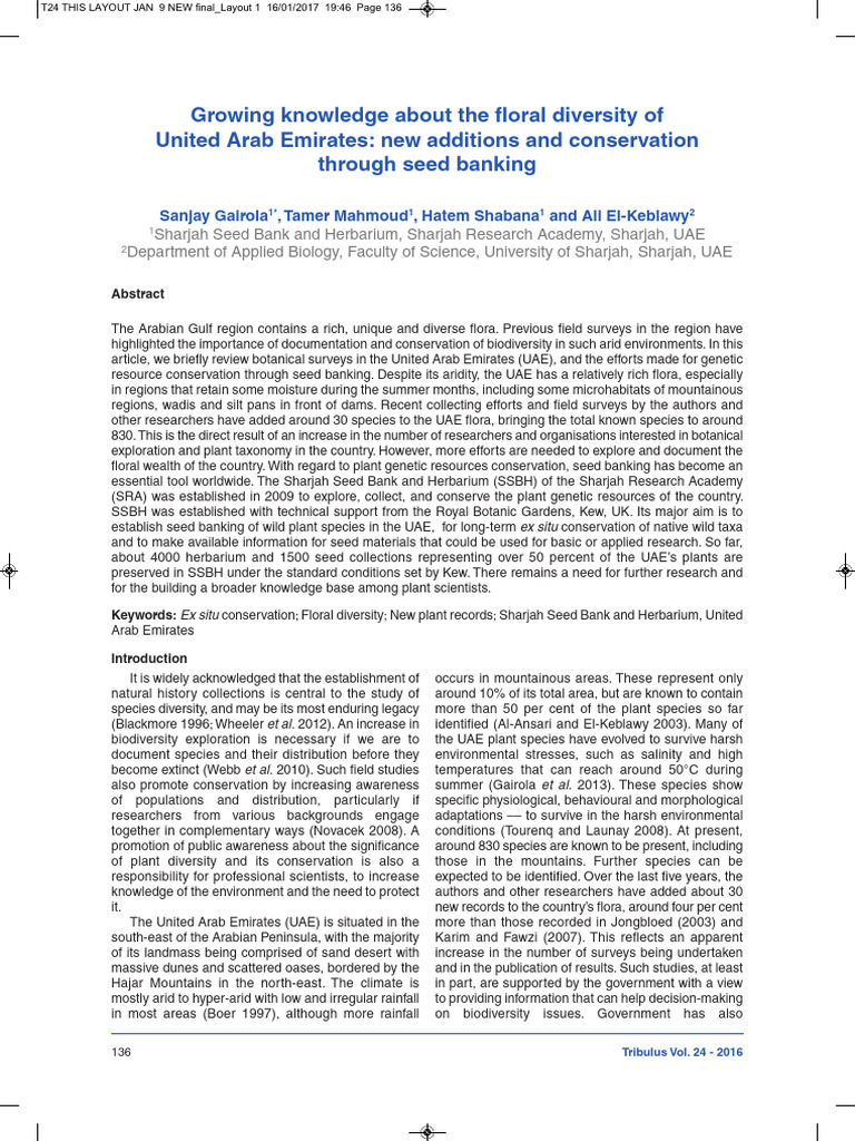 Growing Knowledge About The Floral Diversity of United Arab Emirates ...