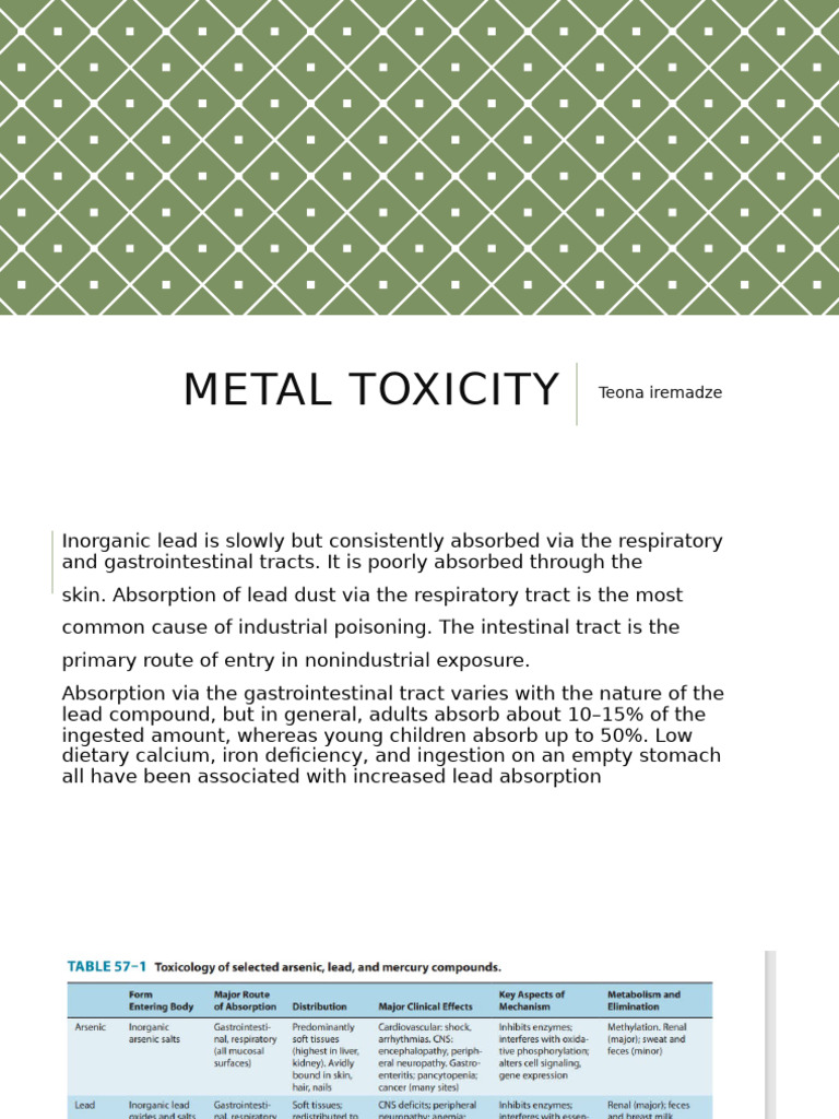 Understanding Metal Toxicity Risks | PDF | Mercury (Element) | Medical ...