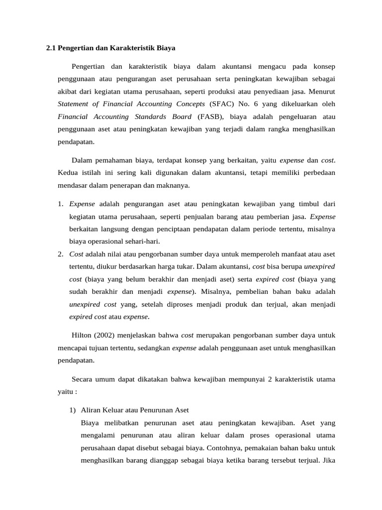 Biaya - Teori Akt | PDF