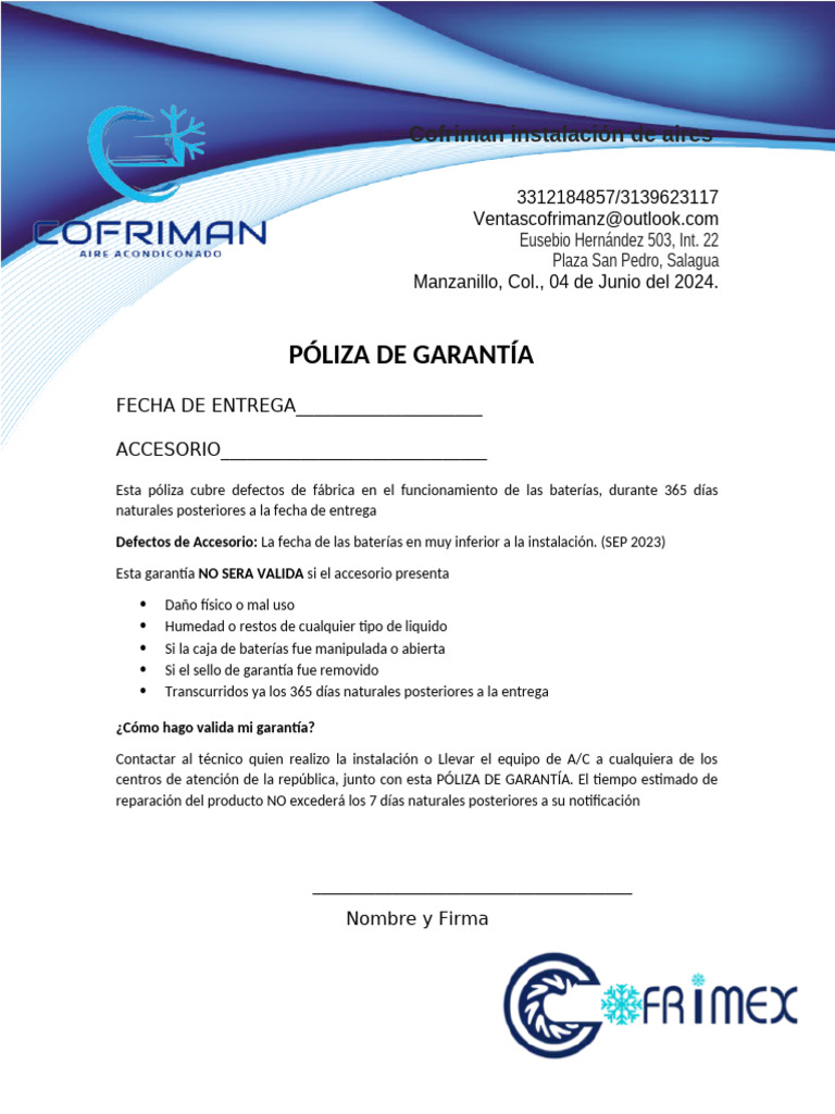 Poliza de Garantia Aires | PDF | Negocios | Finanzas y dinero