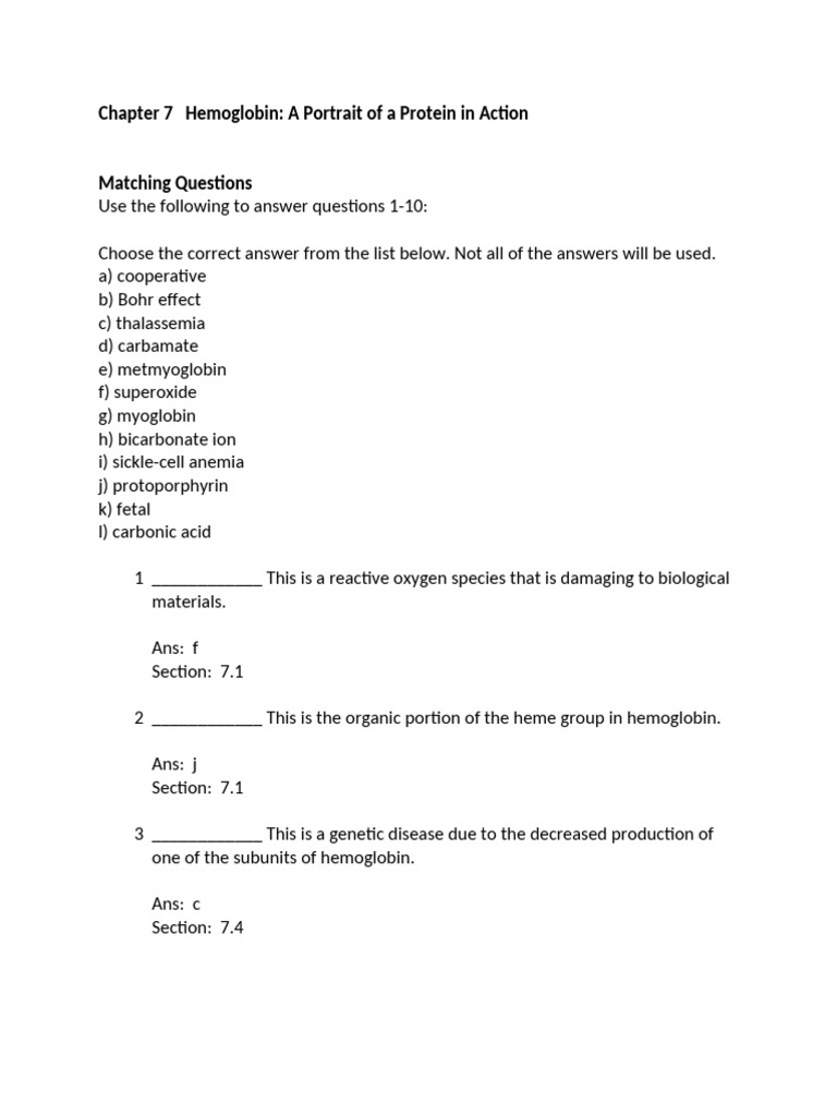 ch07 | PDF | Hemoglobin | Amino Acid