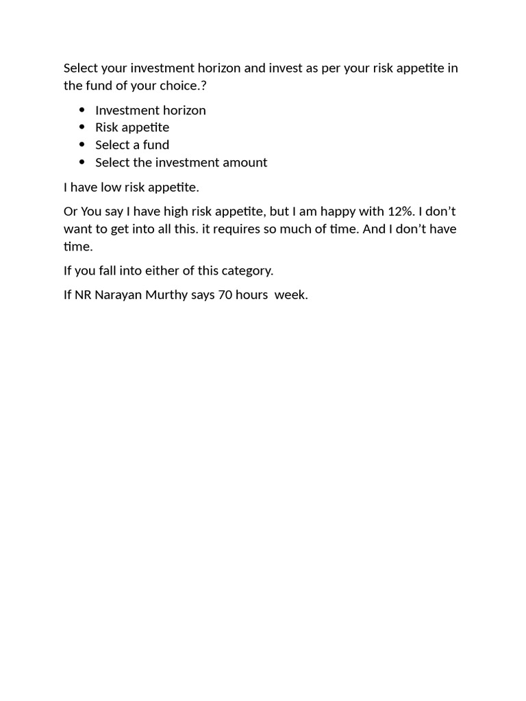 Select Your Investment Horizon and Invest As Per Your Risk Appetite in ...