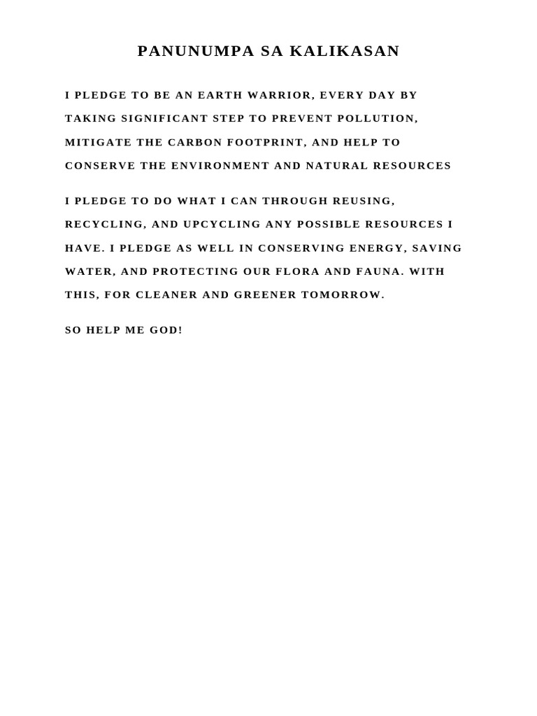 Earth Warrior Pledge for Sustainability | PDF