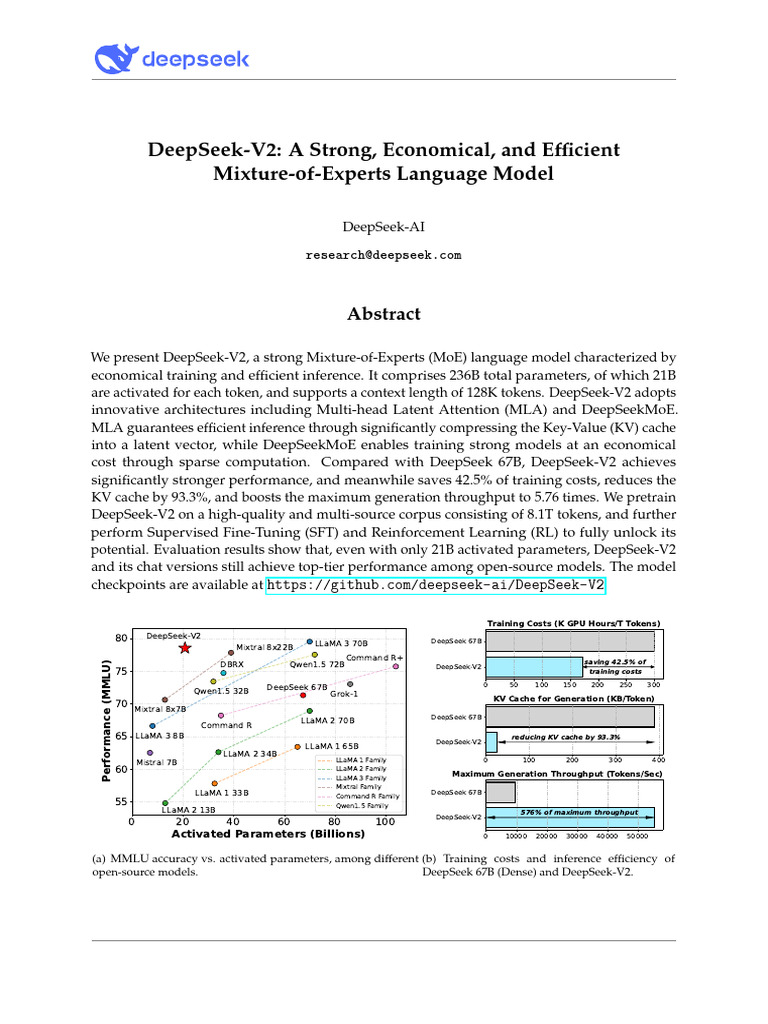 DeepSeek-V2: Efficient 236B MoE Language Model | PDF | Parallel Computing | Computing