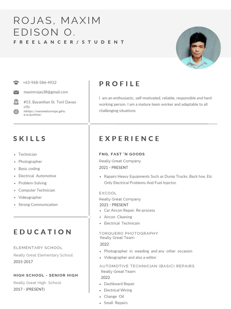 Grey Clean CV Resume Photo | PDF