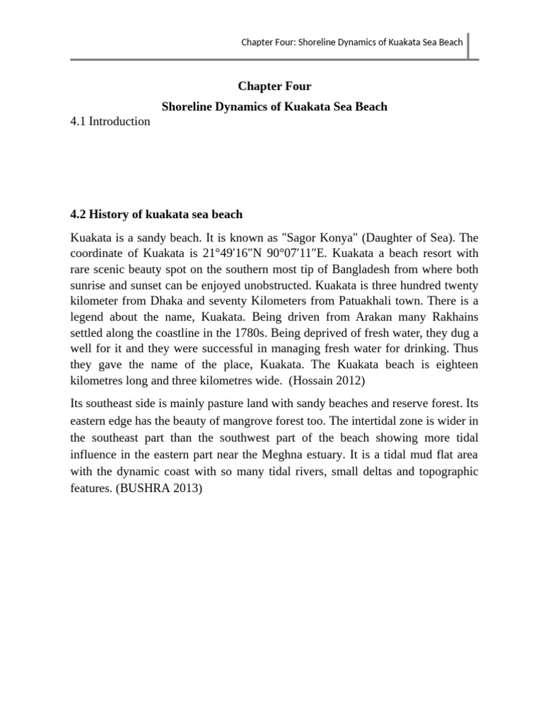 Chapter Four Shoreline Dynamics Of Kuakata Sea Beach Pdf Coast Latitude