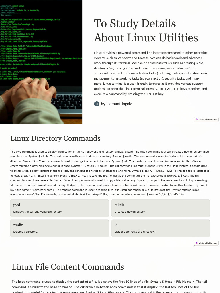 To Study Details About Linux Utilities | PDF | System Software | Computing
