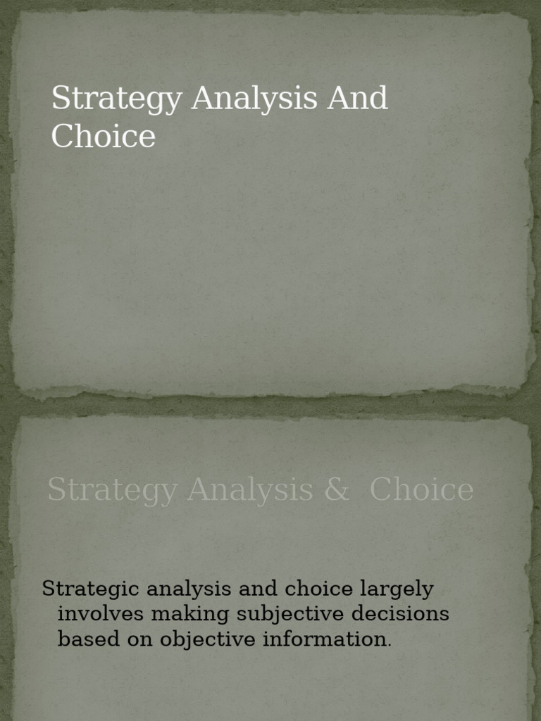 Strategy Analysis and Choice | PDF | Economies | Business