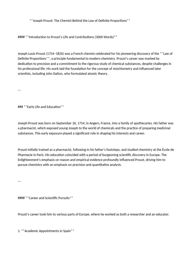 Joseph Proust - The Chemist Behind The Law of Definite Proportions ...