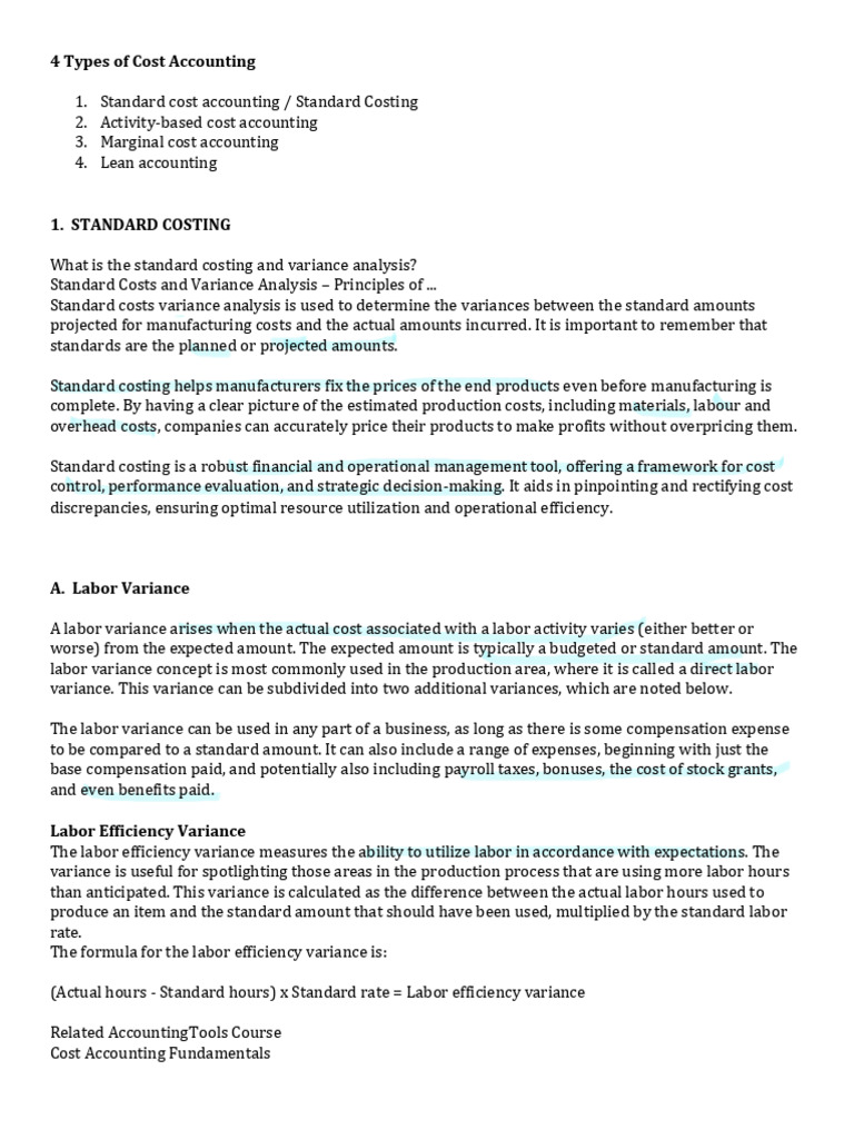 4 Types of Cost Accounting | PDF | Cost Accounting | Variance