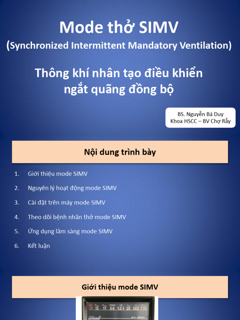 Bai 7mode Tho SIMV - BS Nguyen Ba Duy - Khoa HSCC - BV CR | PDF