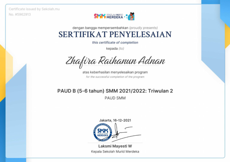Sertifikat Sekolahmu 5962913 1640068709 | PDF