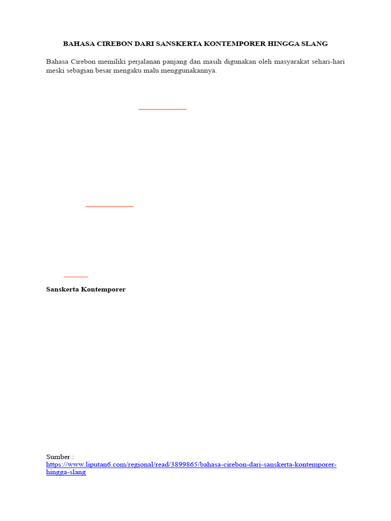 Bahasa Cirebon Dari Sanskerta Kontemporer Hingga Slang Dan Artikel ...