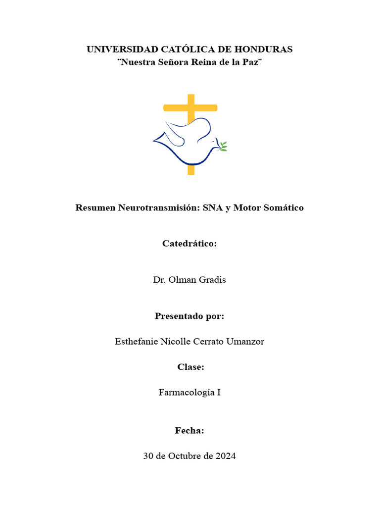 Neurotransmisión SNA y Motor Somático | PDF
