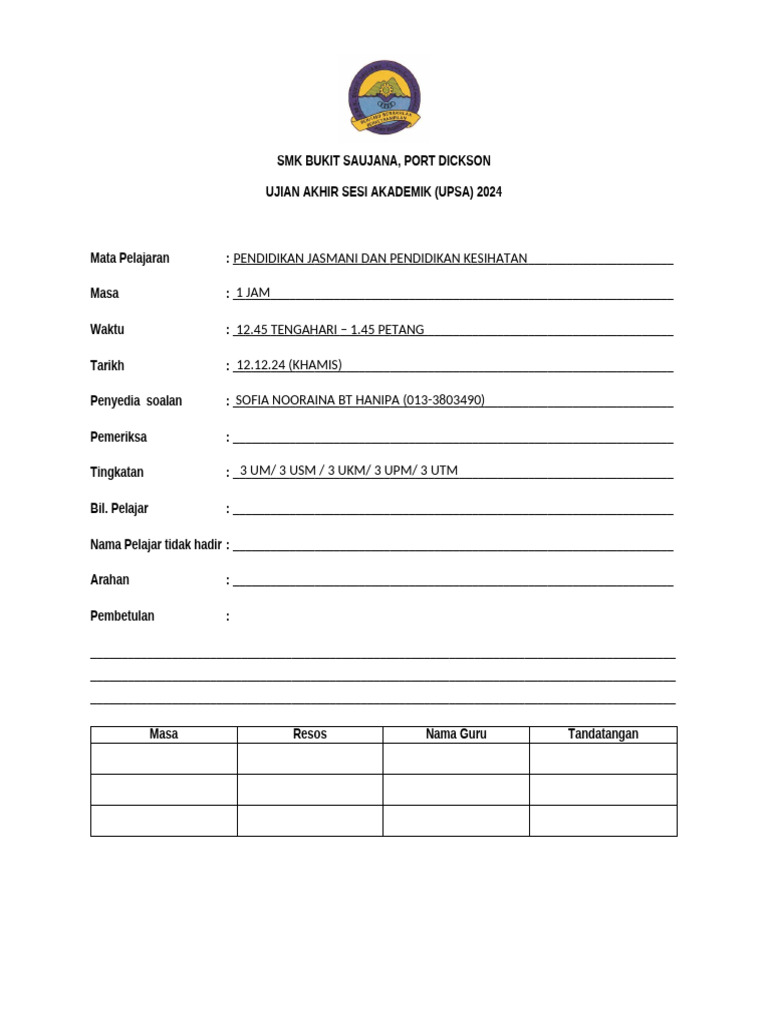 Cover Exam Uasa | PDF