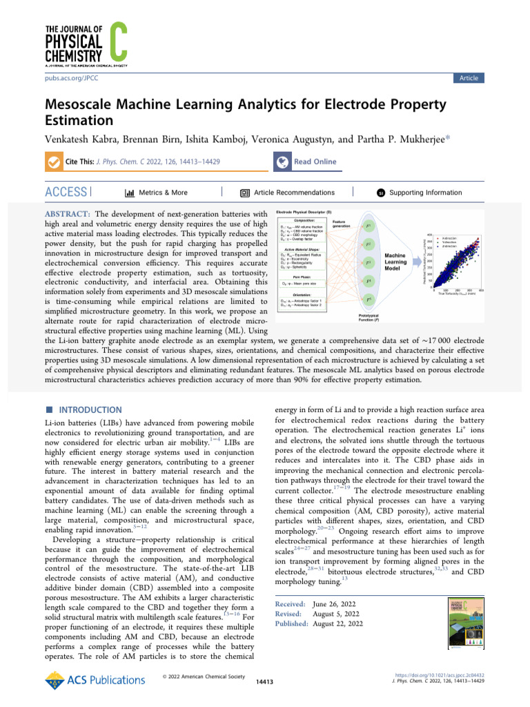 Mesoscale Machine Learning Analytics For Electrode Property Estimtion | PDF | Porosity ...