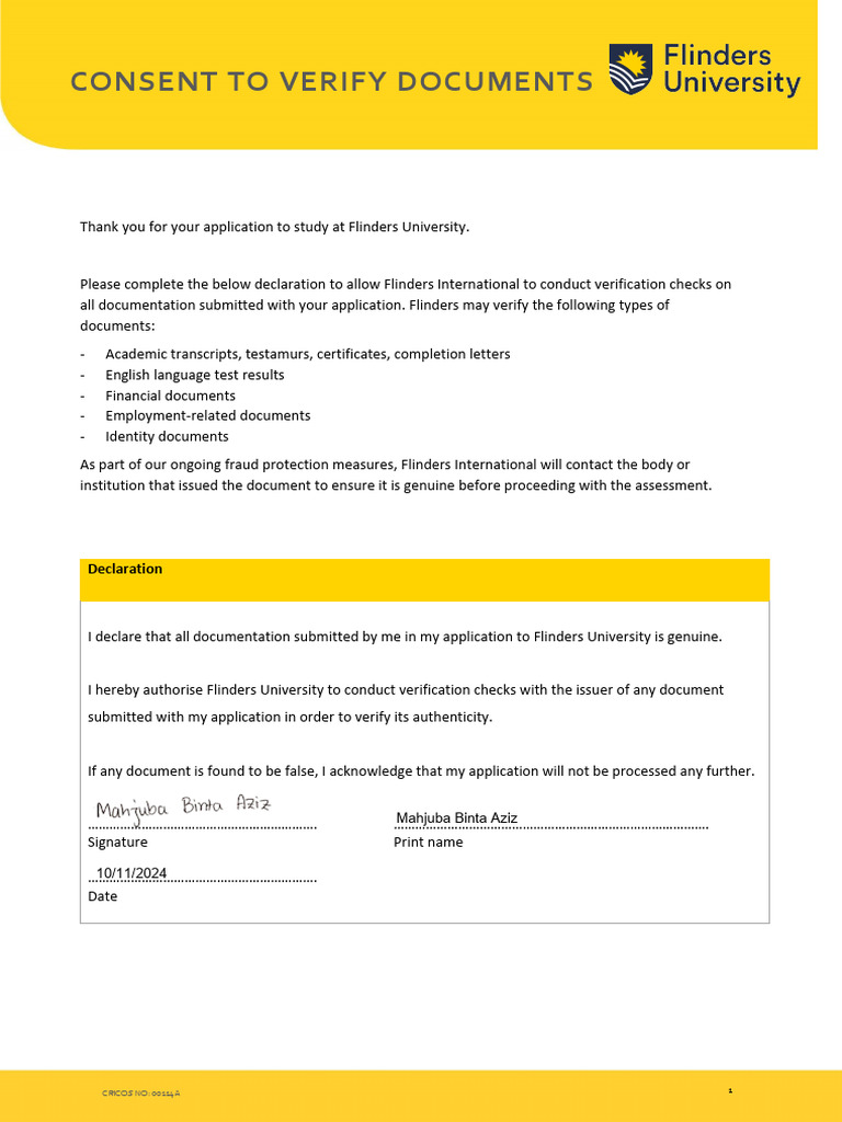 Document Verification Consent Form | PDF